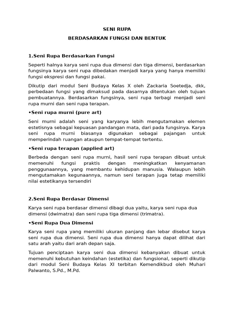 Fungsi dan Bentuk Seni Rupa | PDF