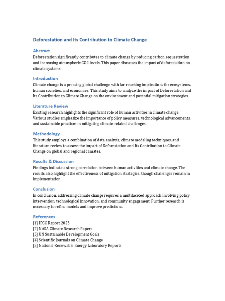 Deforestation and Its Contribution To Climate Change | PDF