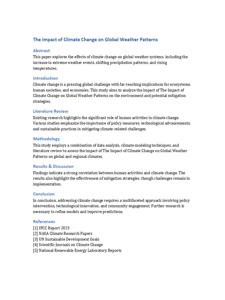 The Impact of Climate Change On Global Weather Patterns | PDF