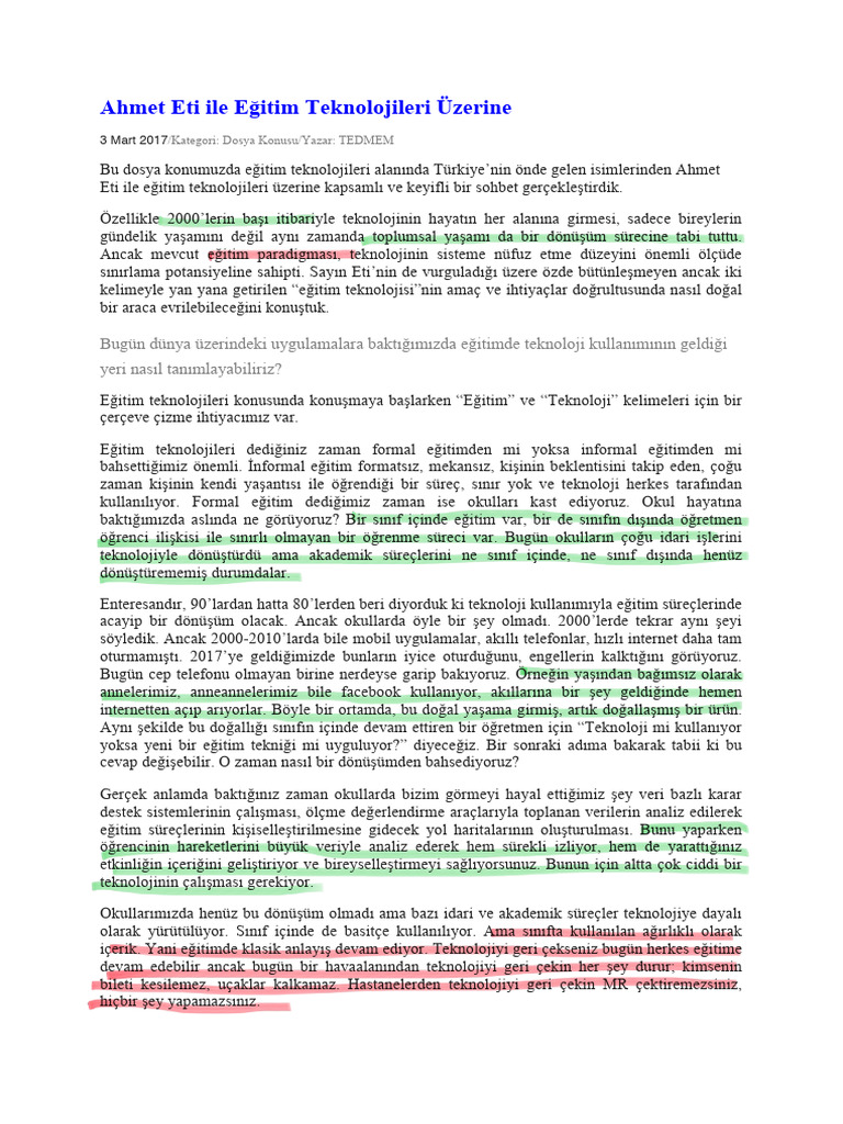 Ahmet Eti Ile EgÌ Itim Teknolojileri UÌ Zerine | PDF