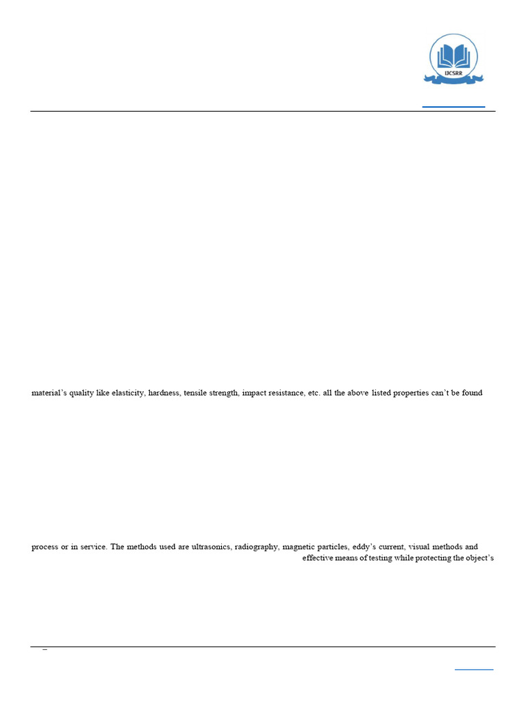 A Review On Non Destructive Testing Ndt Techniques Advances Researches And Applicability