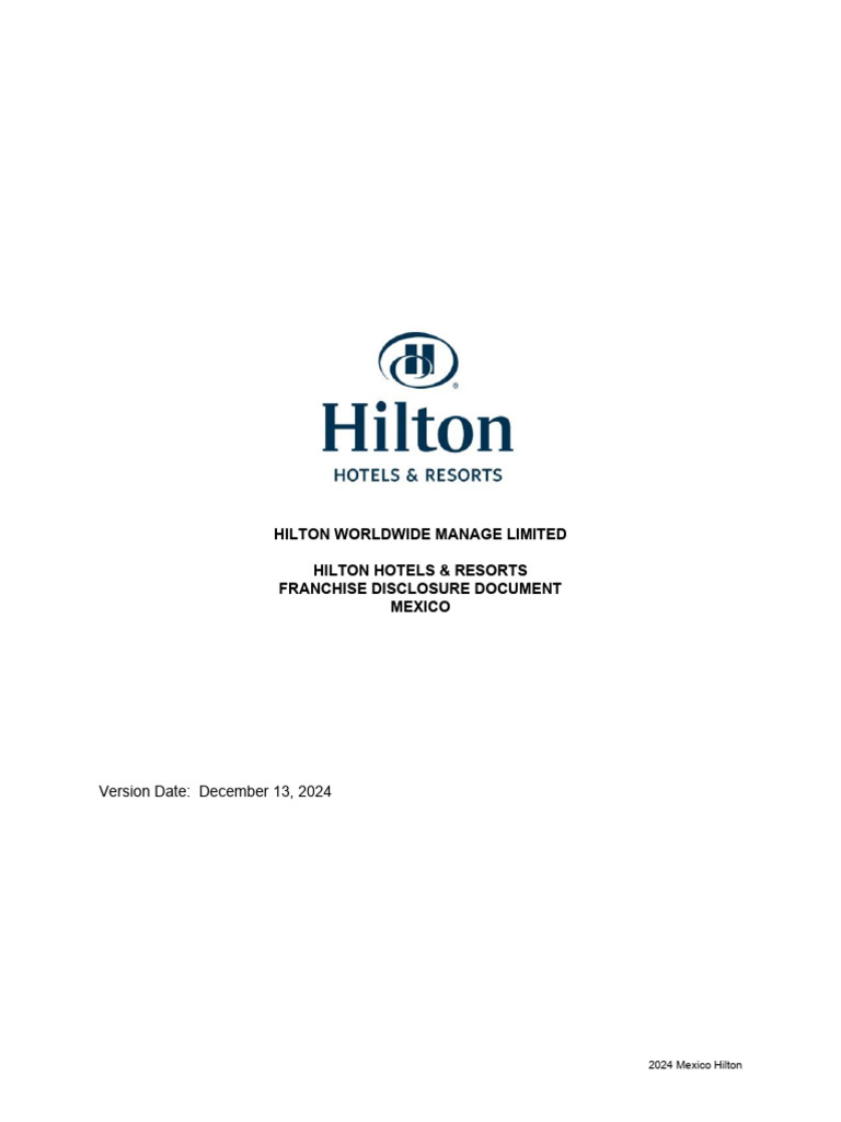 2024 Dec Mexico Hilton FDD | PDF | Franchising | Hilton Worldwide