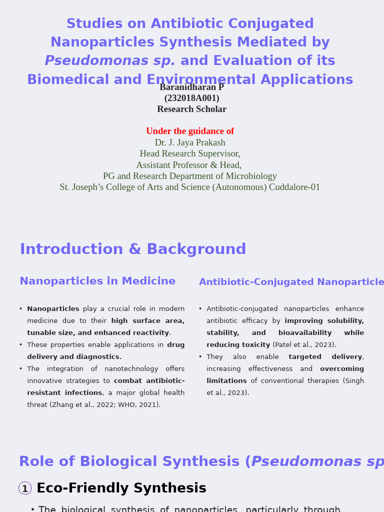 Studies On Antibiotic Conjugated Nanoparticles Synthesis Mediated by Pseudomonas Sp. and ...