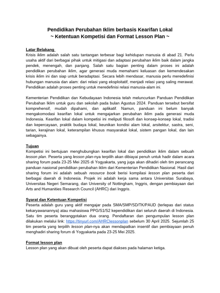 Template Kompetisi Lesson Plan | PDF