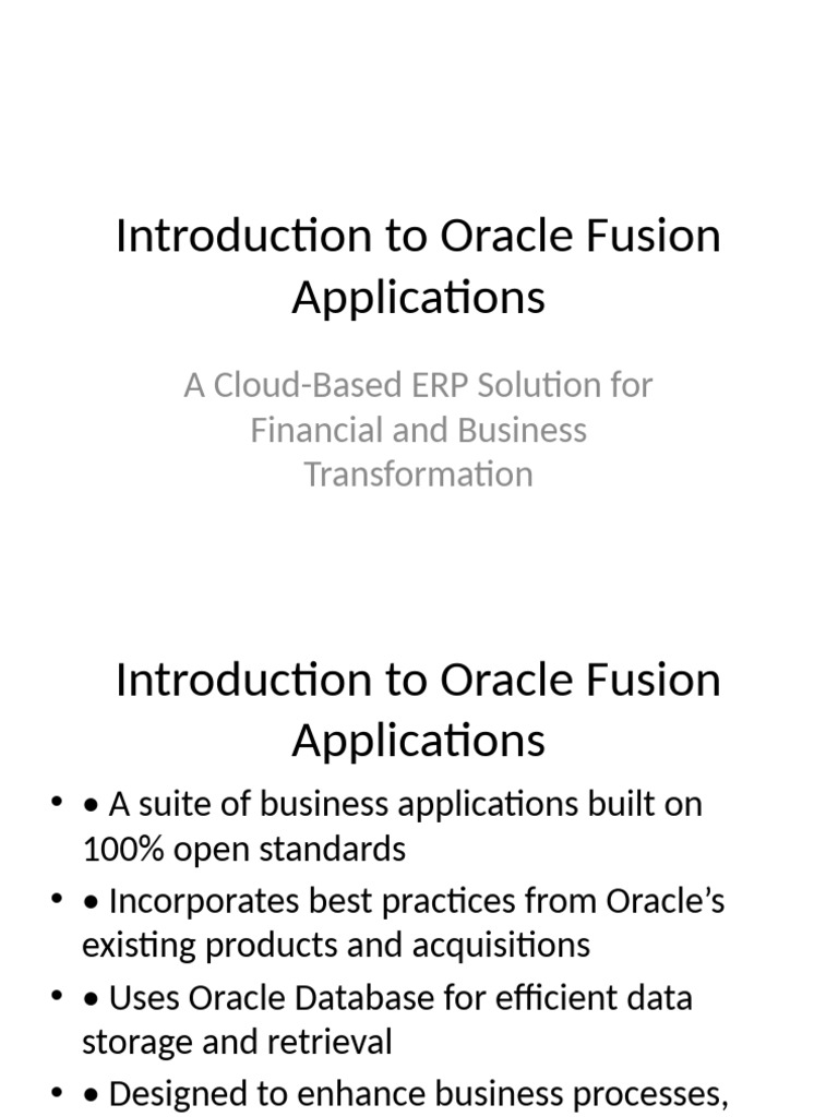 Oracle Fusion Presentation | PDF