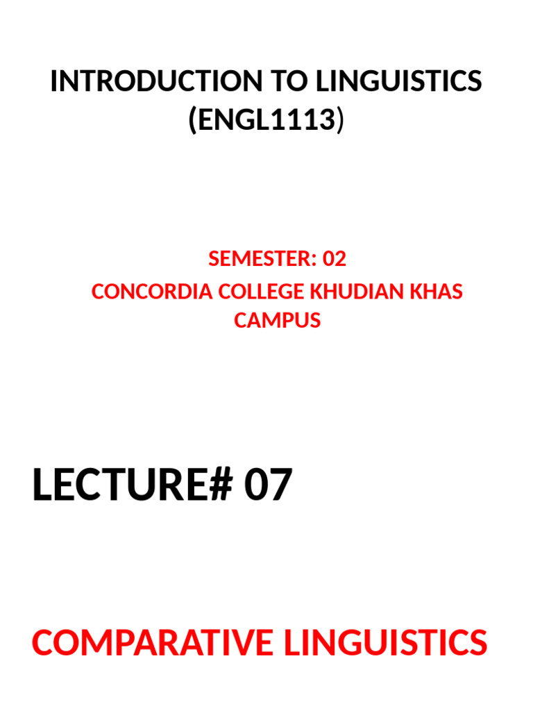 Overview of Comparative Linguistics | PDF | Linguistics | Science
