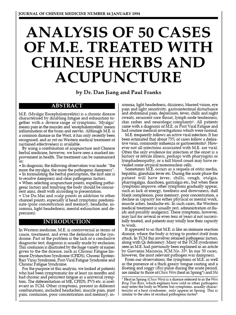 Analysis of 50 ME Cases - Lian Po Yin (Presc) | PDF | Traditional ...