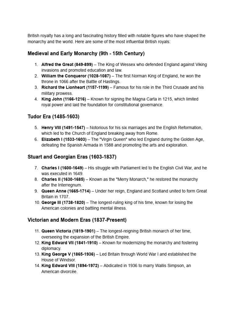 British Royalty Has A Long and Fascinating History Filled With Notable ...