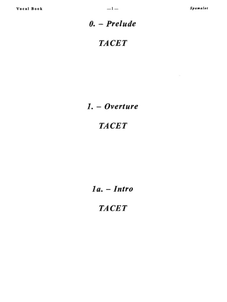 Spamalot Updated Vocal Book | PDF
