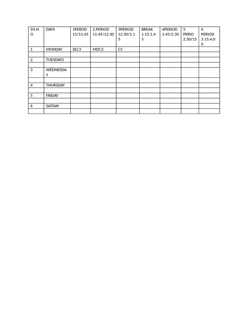 Sem 3 Time Table | PDF