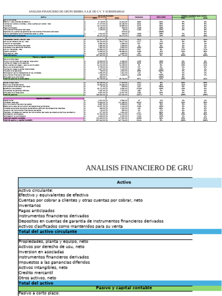 Analisis Financiero Bimbo | PDF | Contabilidad | Rentabilidad sobre recursos propios