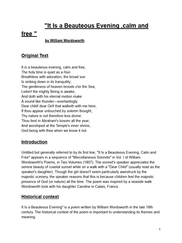 It Is A Beauteous Evening | PDF