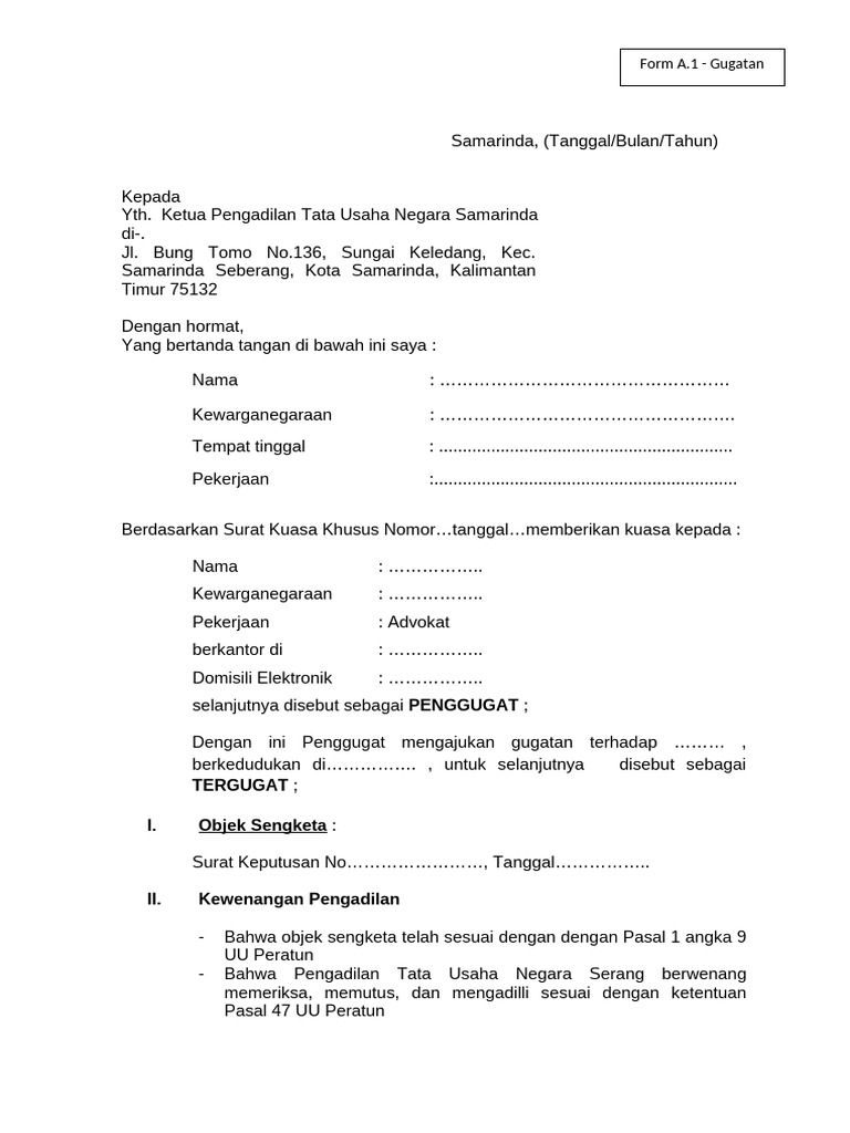 Form A.1 - GUGATAN | PDF