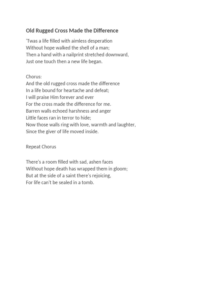 Old Rugged Cross Made The Difference | PDF