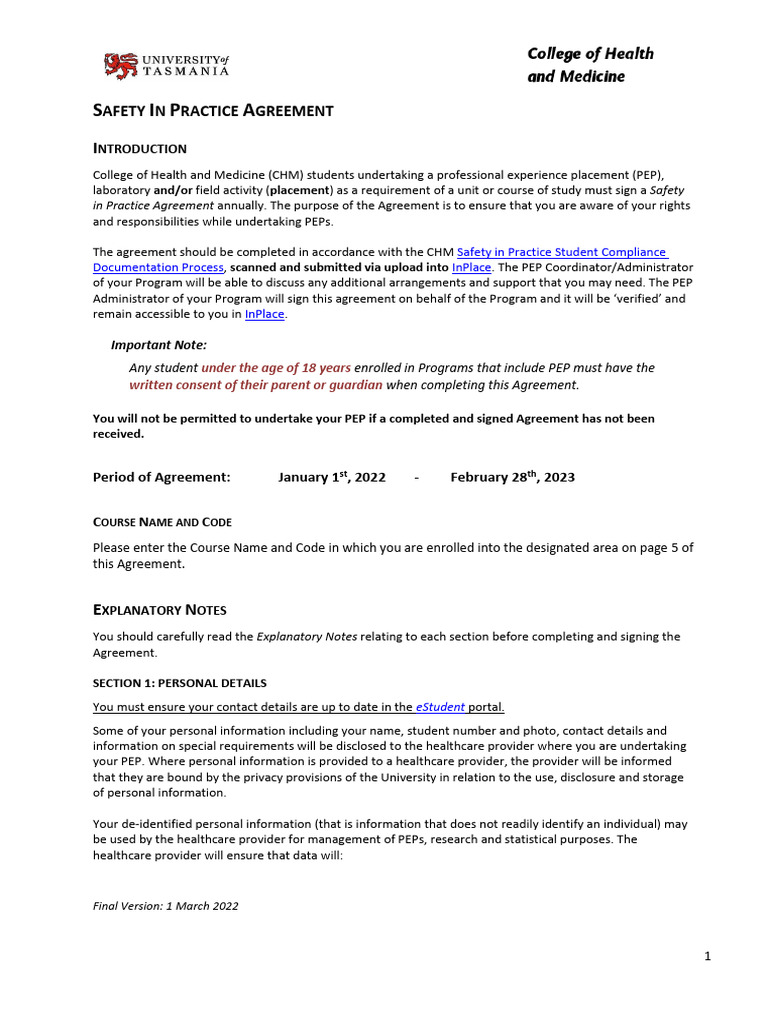 Saftey in Practice Agreement Form | PDF | Criminal Record ...
