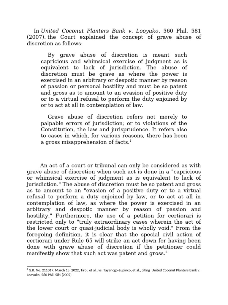 Understanding Grave Abuse of Discretion | PDF | Certiorari | Judgment (Law)