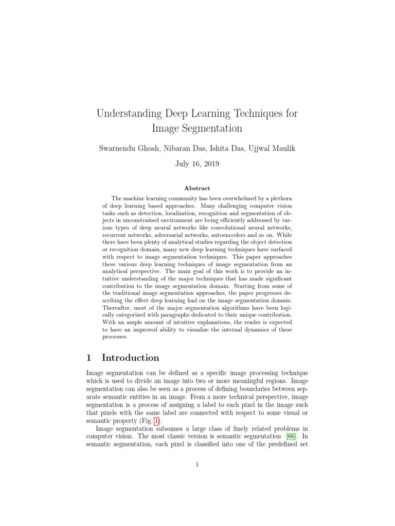 Understanding Deep Learning Techniques For Image Segmentation | PDF | Image Segmentation | Deep ...