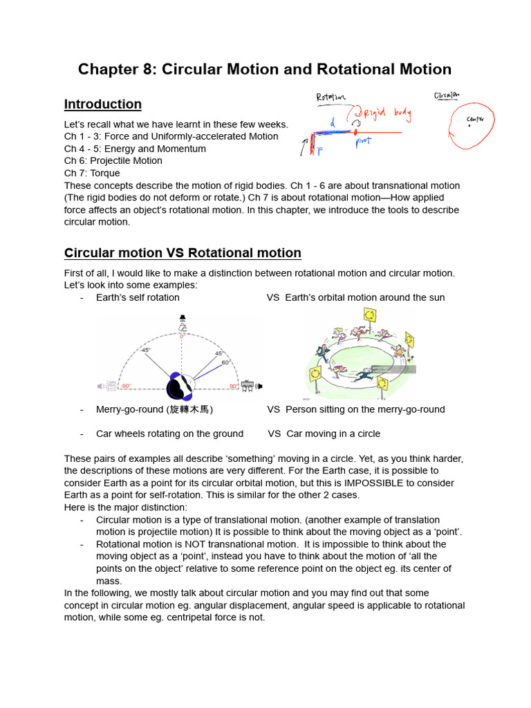 Chapter 8_Circular Motion and Rotational Motion | PDF | Angle | Rotation Around A Fixed Axis