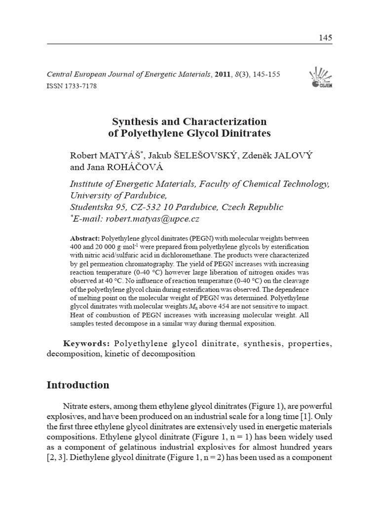Synthesis and Characterization of P | PDF | Polyethylene Glycol | Polyethylene