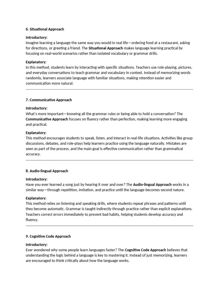 Language Teaching Methods | PDF | Fluency | Learning