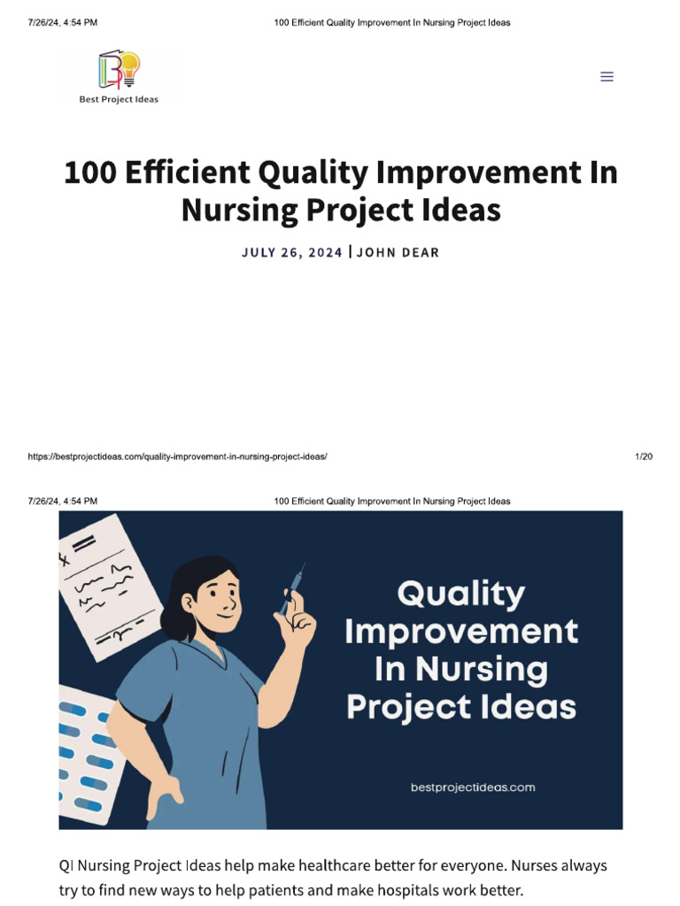 Quality Improvement in Nursing Project Ideas | PDF