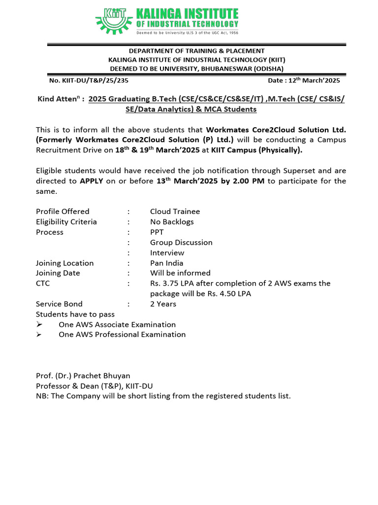 Registration For Workmates Core2Cloud Solution Ltd. Recruitment Drive ...