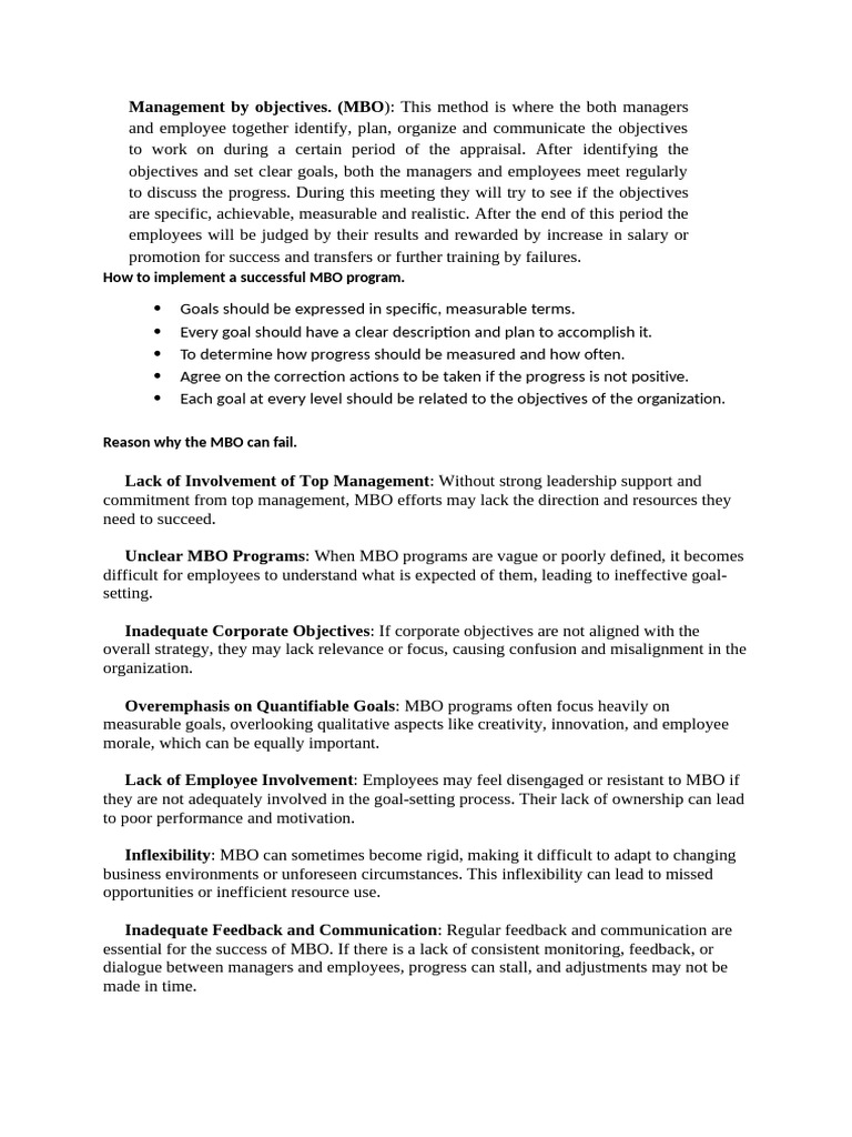 Effective Management by Objectives Guide | PDF | Performance Appraisal ...