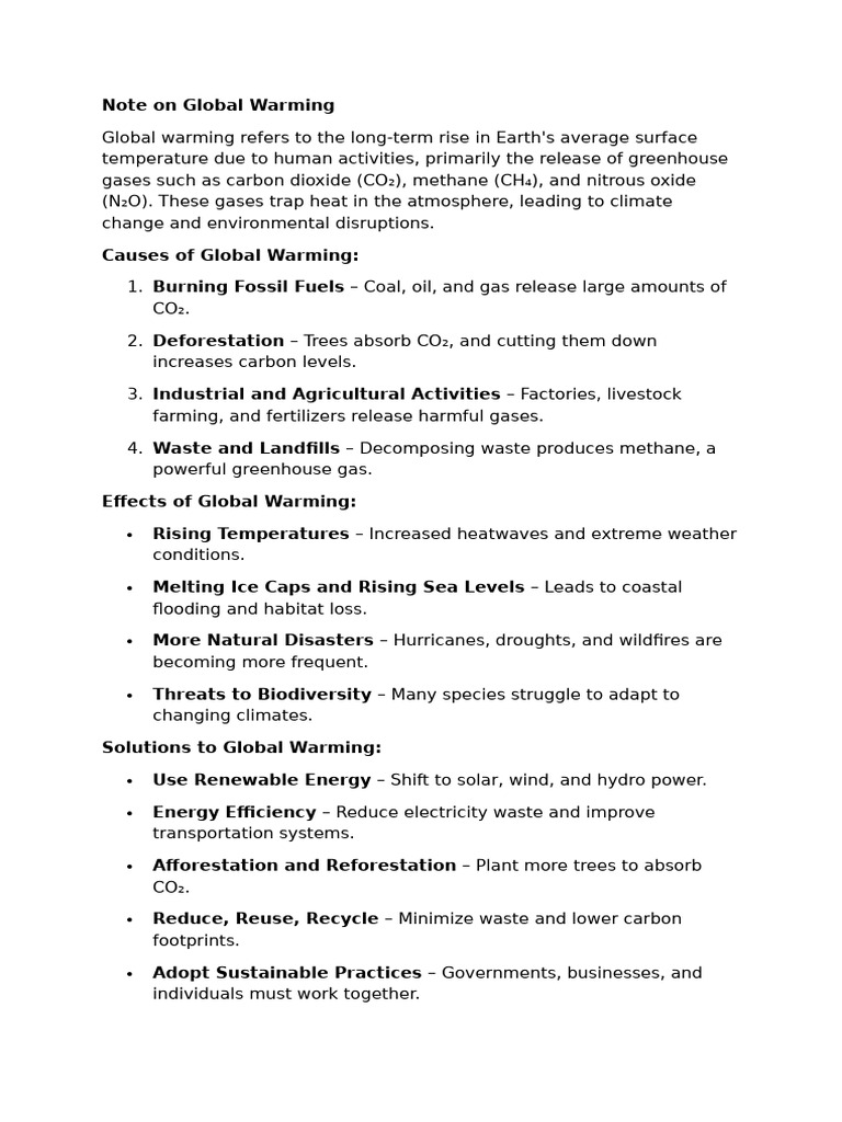 Note on Global Warming | PDF