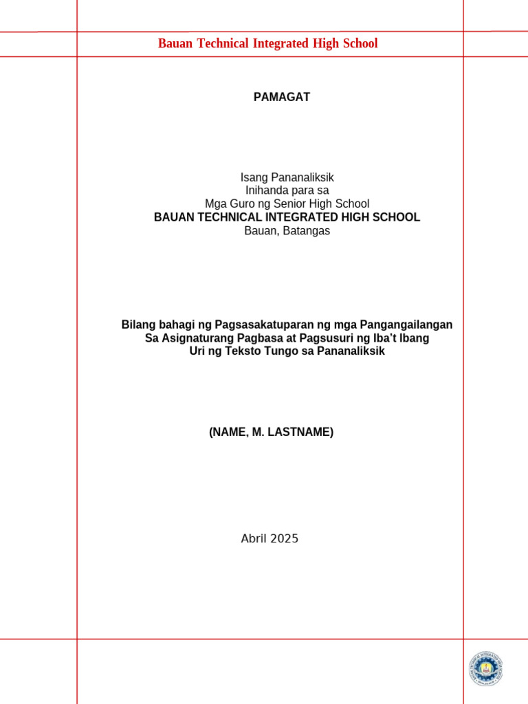 Pananaliksik Chap 1 5 | PDF