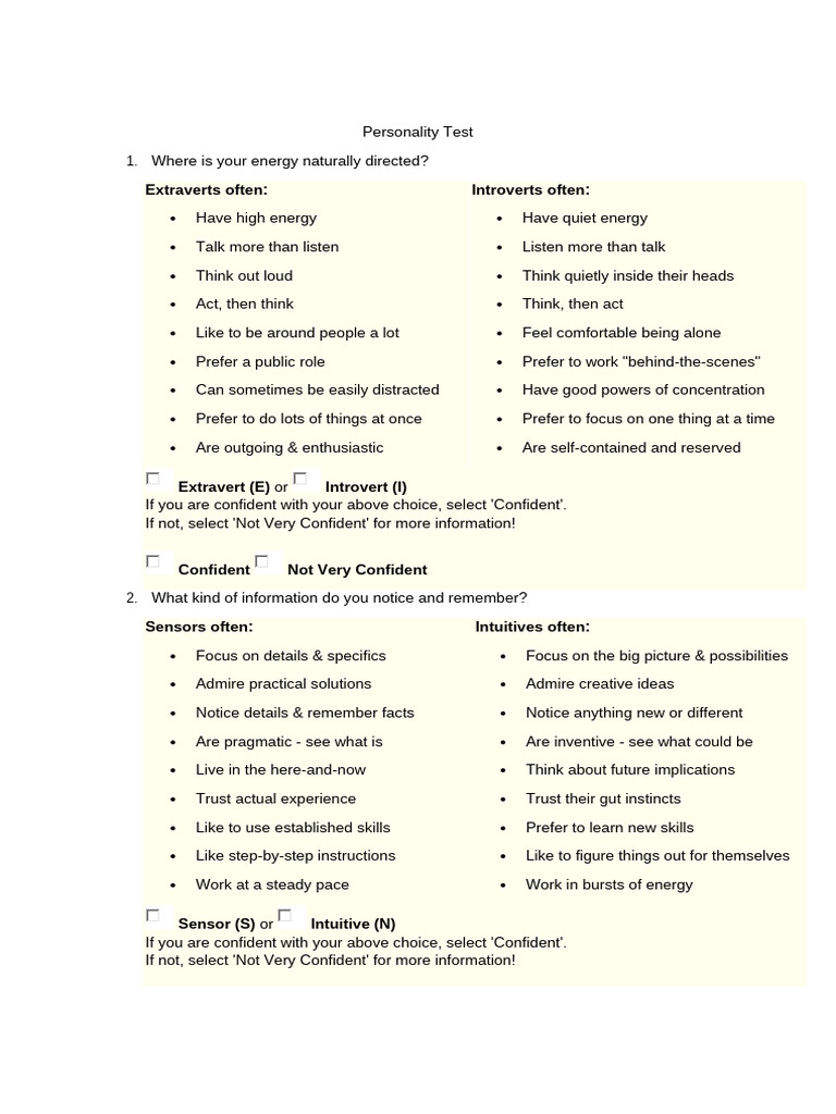 Personality Test | PDF | Extraversion And Introversion | Social Psychology