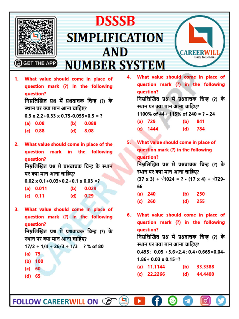 Numbers System and Simplification Sheet - 410871 - Crwill | PDF