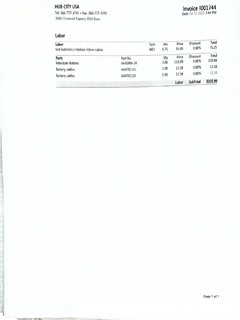 Interstate Battery Receipt 03 22 | PDF