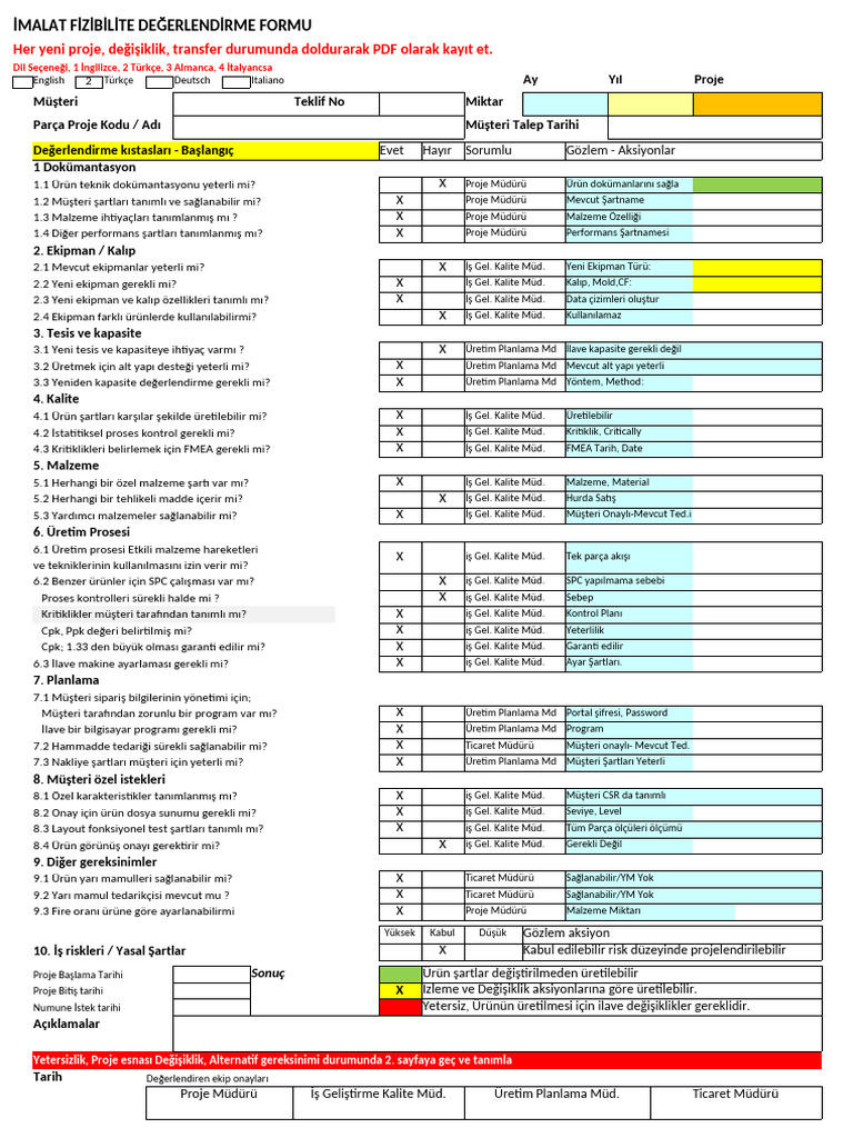 Teklif İmalatFizibilite | PDF