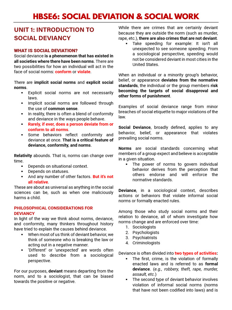 Understanding Social Deviance Explained | PDF | Deviance (Sociology ...