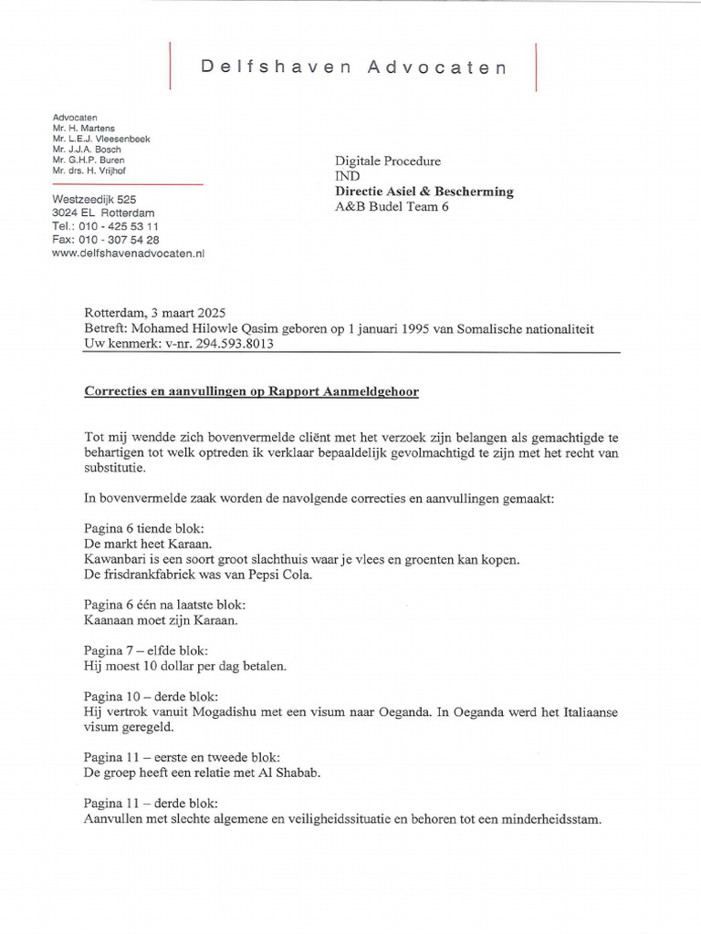 Correcties en Aanvullingen Aanmeldgehoor | PDF