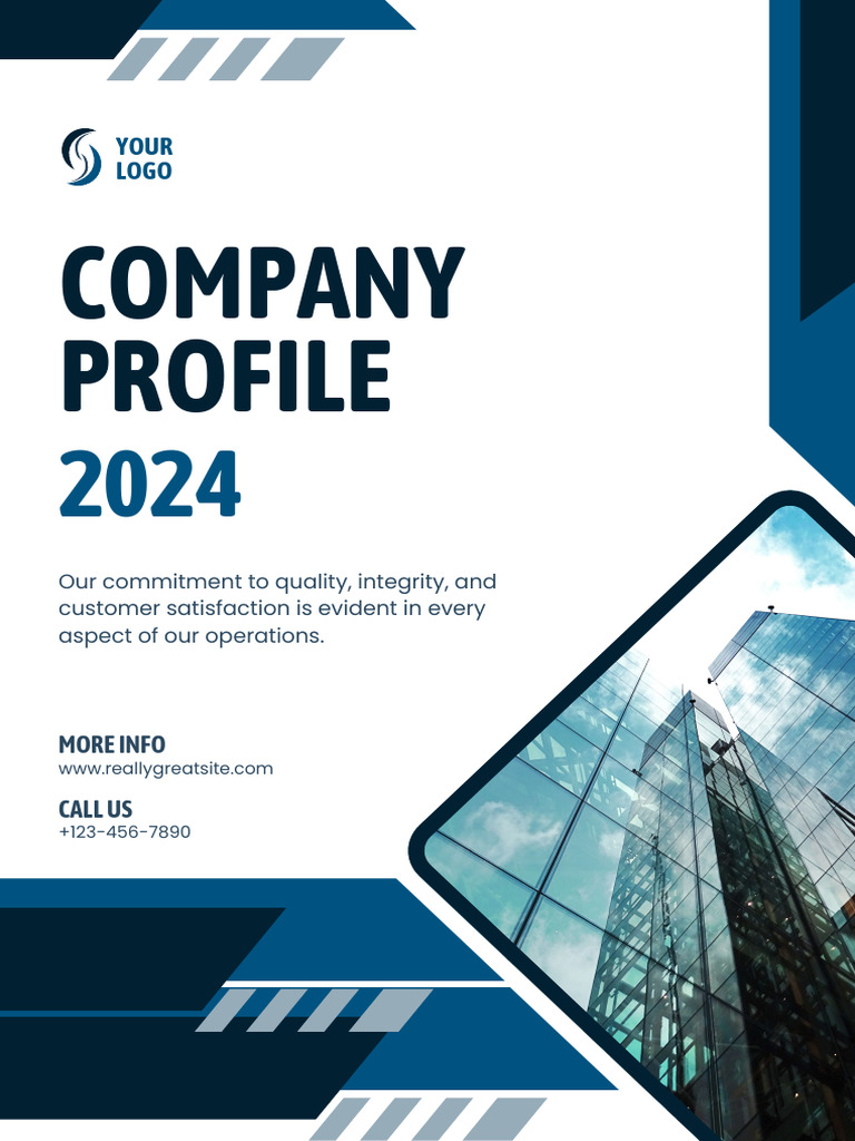 White and Blue Modern Company Profile Cover Document A4 Portrait | PDF