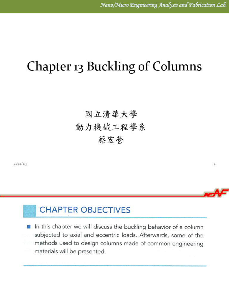 Chapter 13 Buckling of Columns - 01 | PDF | Buckling | Column