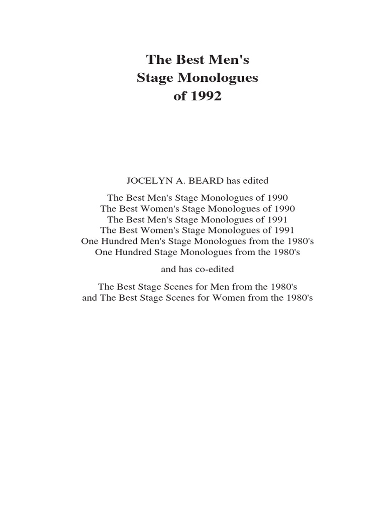 1992 - Men’s Monologues | PDF | Audition