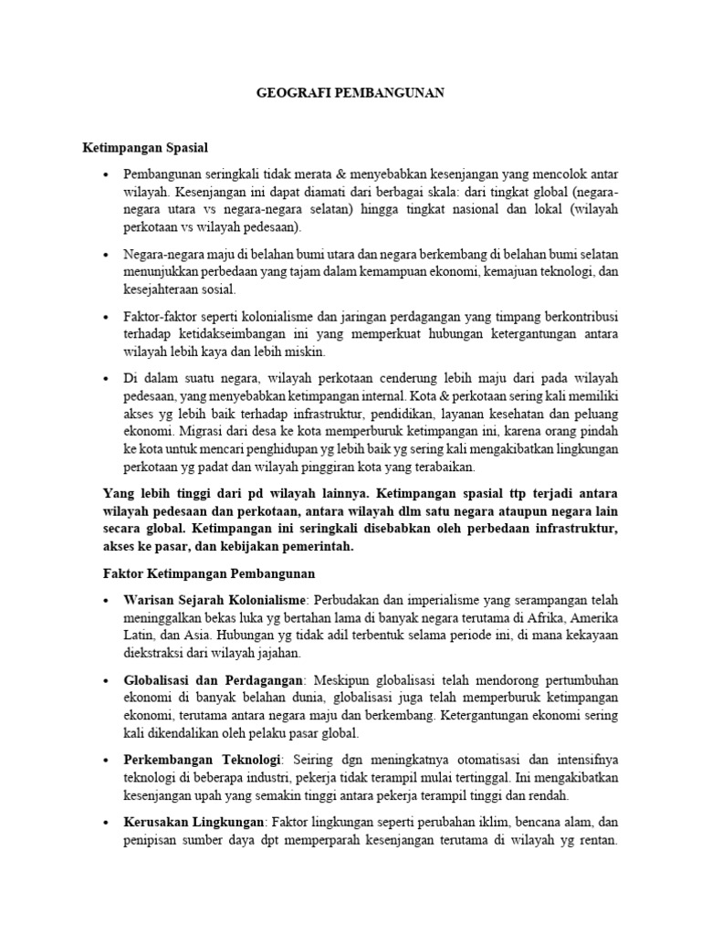 Ketimpangan Spasial dalam Pembangunan | PDF