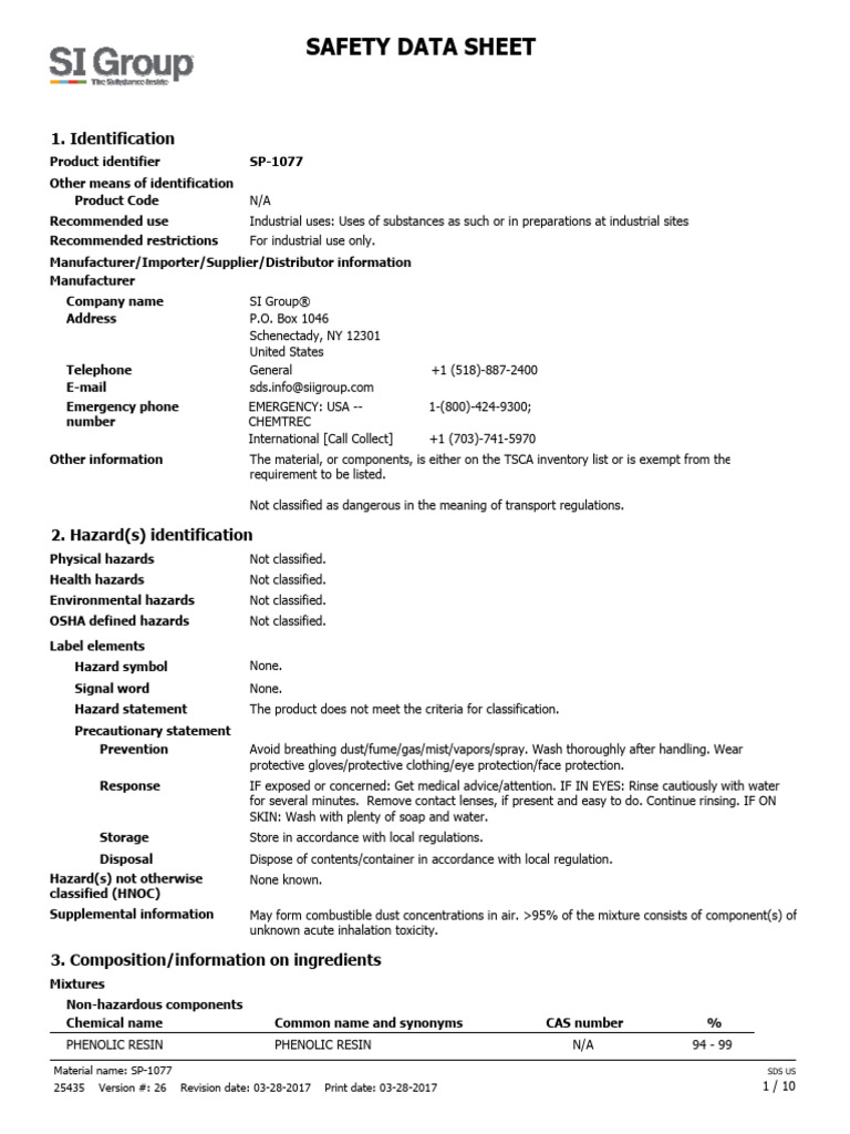 SafetyDataSheet (SDS) SP-1077 en 06252021 | PDF | Toxicity | Waste