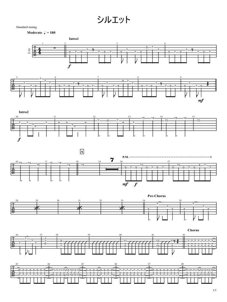 Partition de "Silhouette" pour guitare | PDF