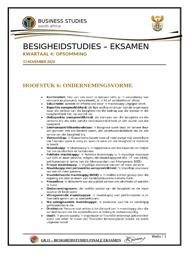 Besigheidstudies Nov 2024 (v2) | PDF