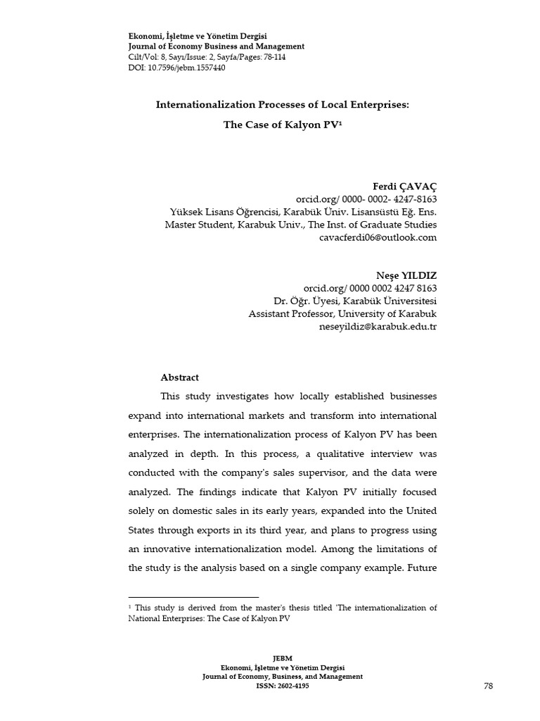 Internationalization Processes of Local Enterprises | PDF | Internationalization | Business