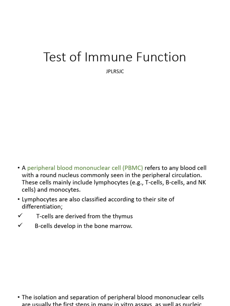 Test-of-Immune-Function-1 | PDF | Monocyte | Lymphocyte