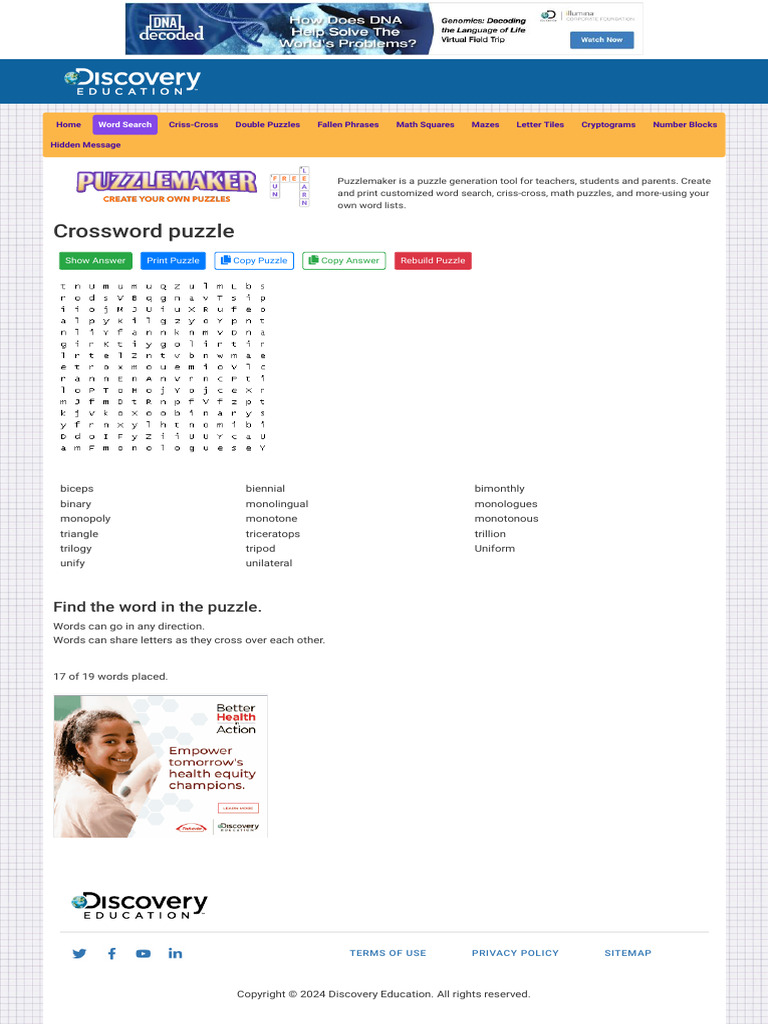Word Search Puzzle Discovery Education Puzzlemaker | PDF | Word Search ...