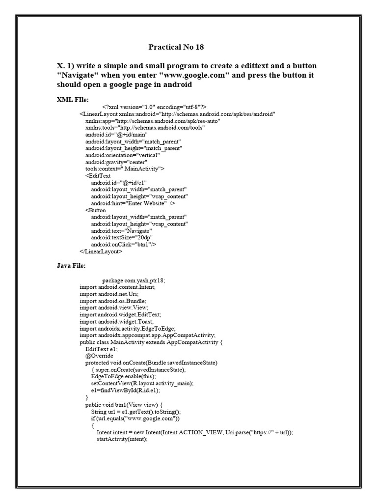 Practical No 18 | PDF | Android (Operating System) | System Software