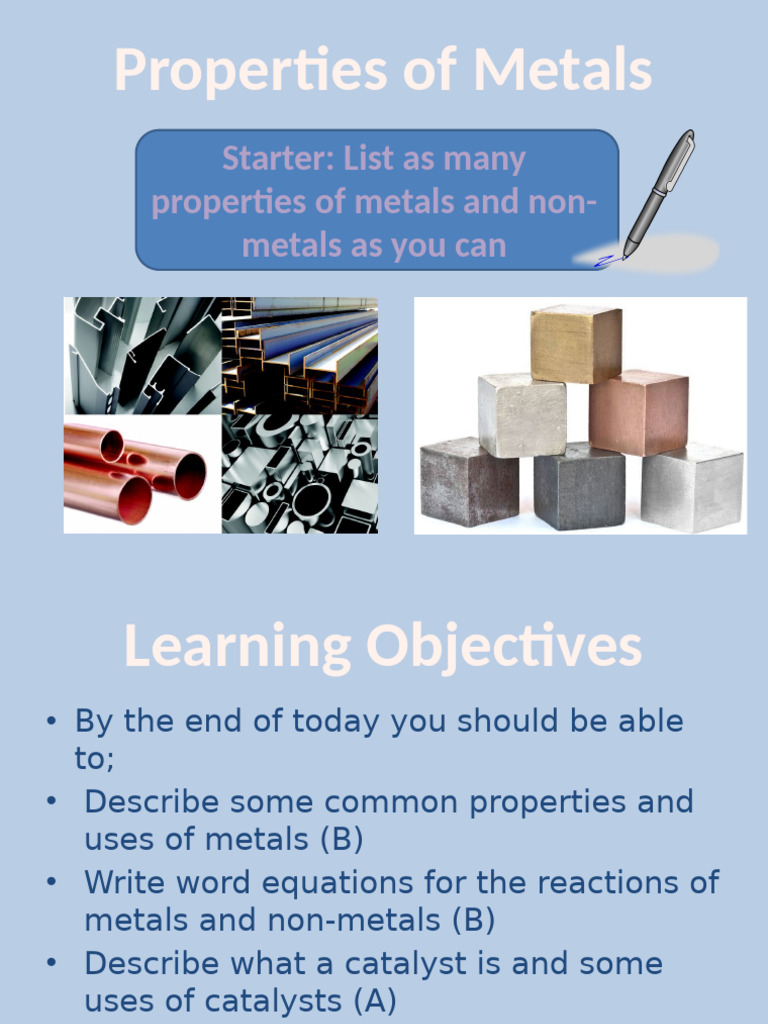 Y8 WK25 L3 - 8ga Properties of Metals | PDF | Metals | Oxide