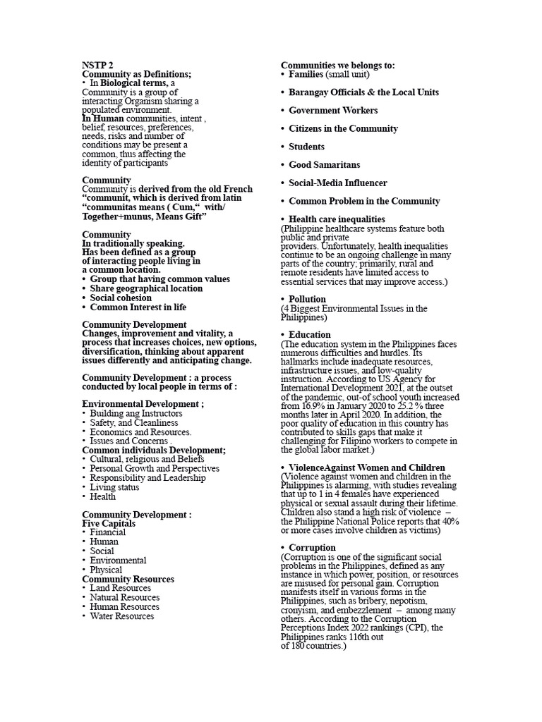 NSTP-2-REVIEWER | PDF | Community | Political Corruption