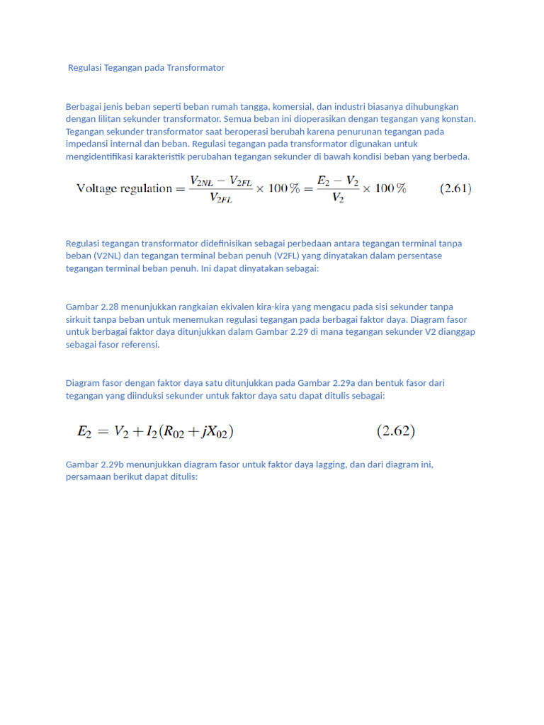 13 Regulasi Tegangan Pada Transformator | PDF