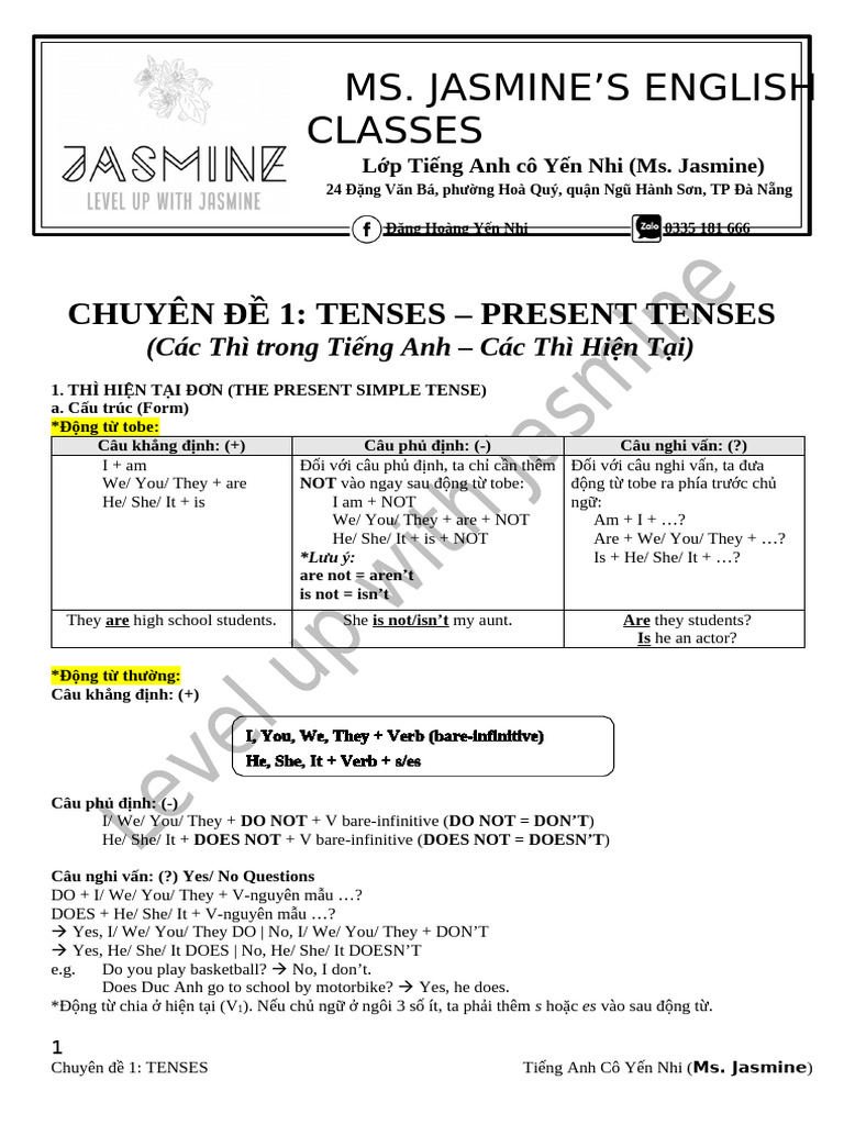 TOEIC (1) Present Tenses | PDF